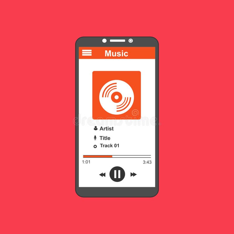 Media Player Application, App Template with Flat Design Style for ...