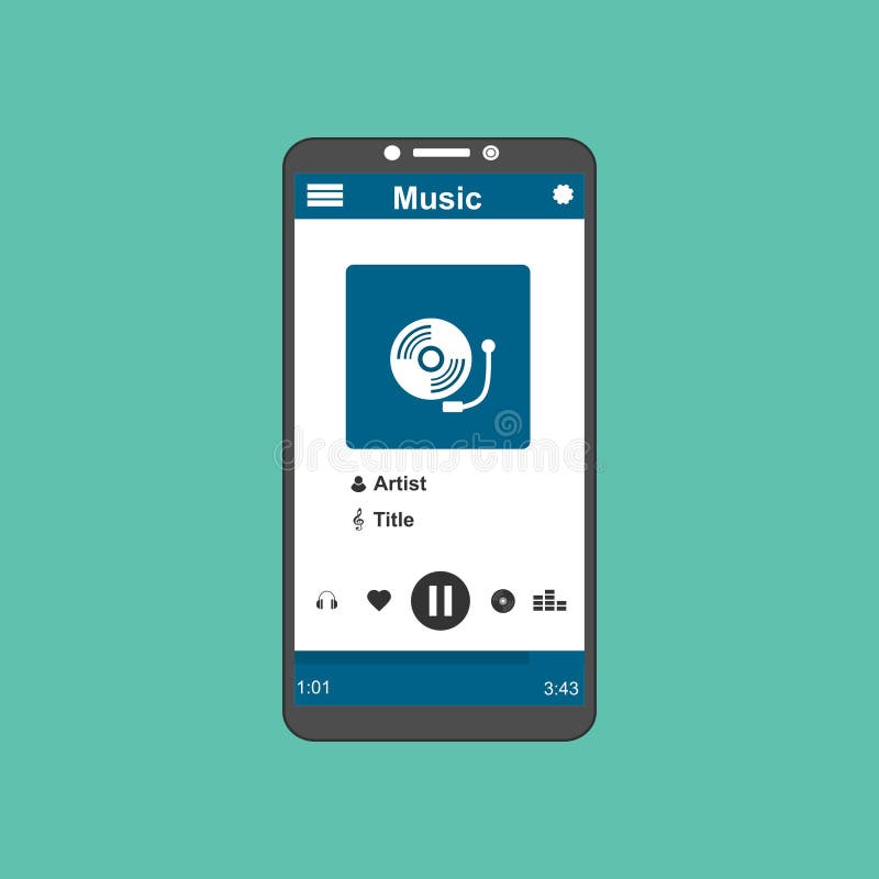 Media Player Application, App Template with Flat Design Style for ...