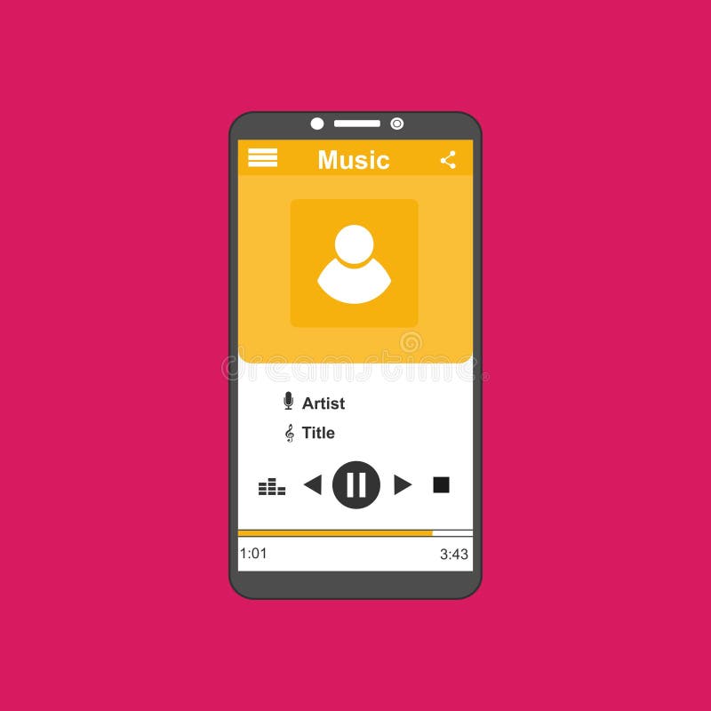 Media Player Application, App Template with Flat Design Style for ...
