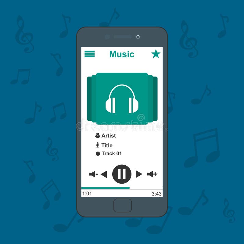 Media Player Application, App Template with Flat Design Style for ...