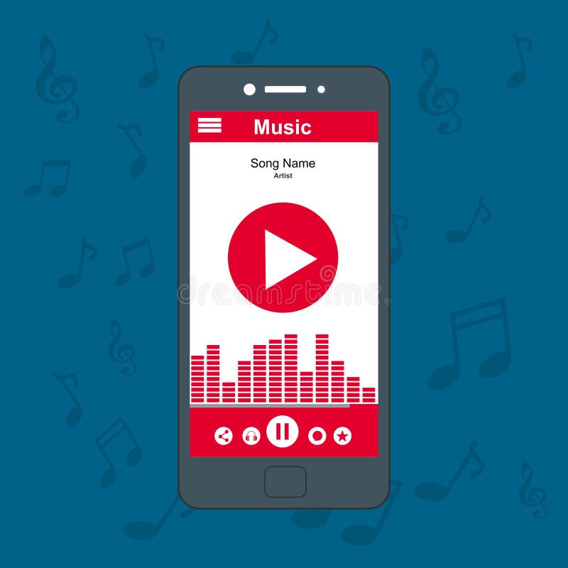 Media Player Application, App Template with Flat Design Style for ...