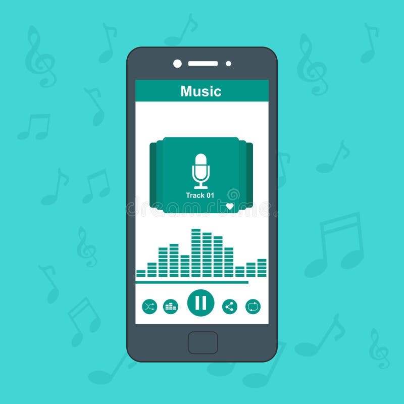 Media Player Application, App Template with Flat Design Style for ...