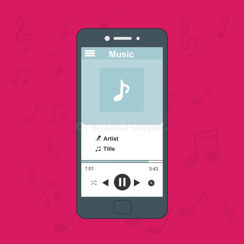 Media Player Application, App Template with Flat Design Style for ...