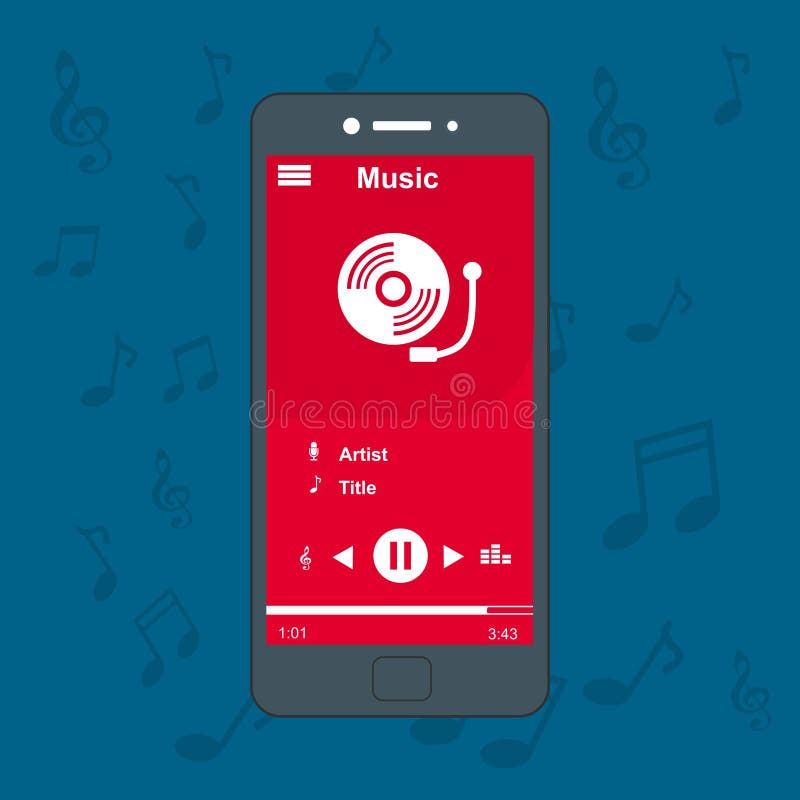 Media Player Application, App Template with Flat Design Style for ...