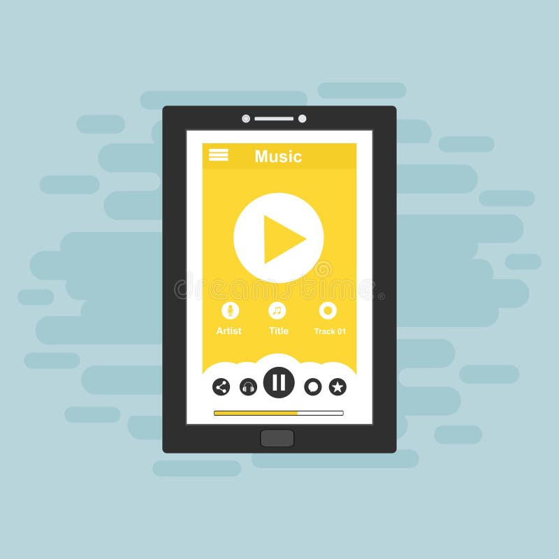 Media Player Application, App Template with Flat Design Style for ...