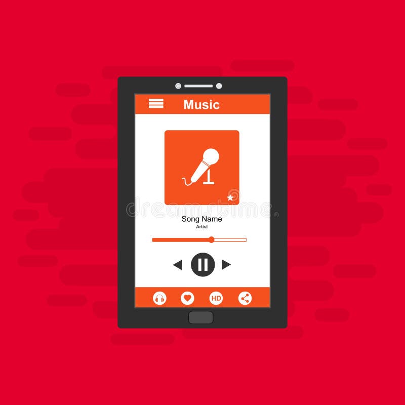 Media Player Application, App Template with Flat Design Style for ...