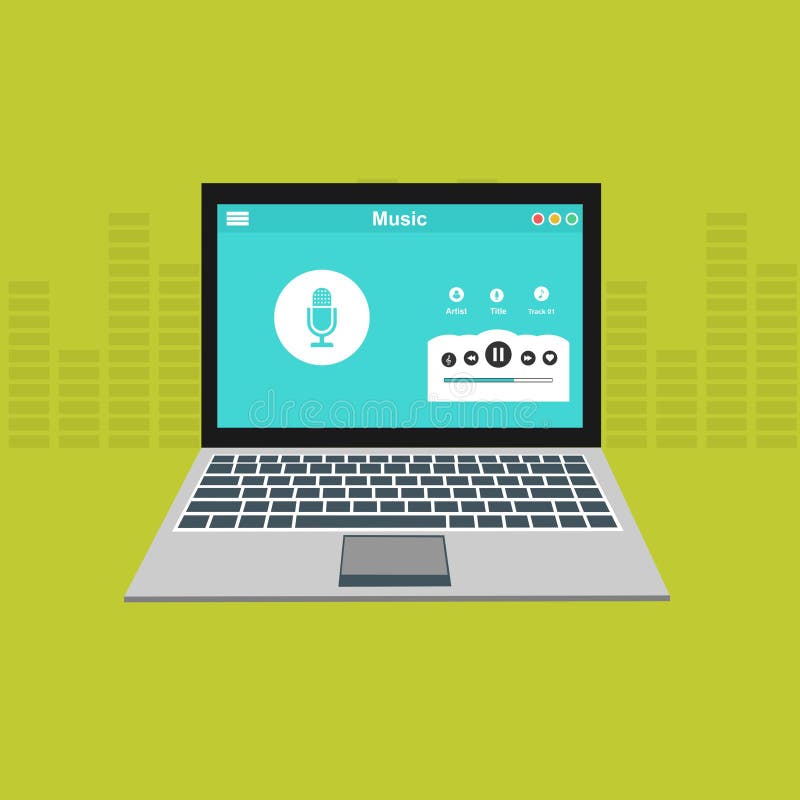 Media Player Application, App Template with Flat Design Style for ...