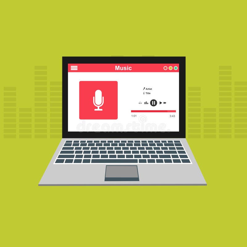 Media Player Application, App Template with Flat Design Style for ...