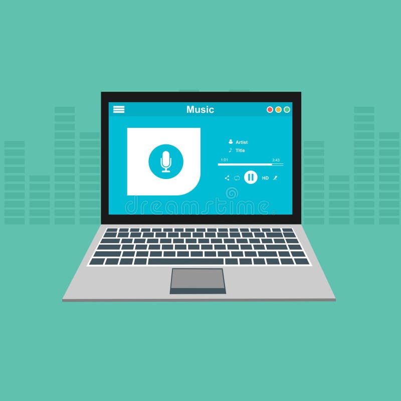 Media Player Application, App Template with Flat Design Style for ...