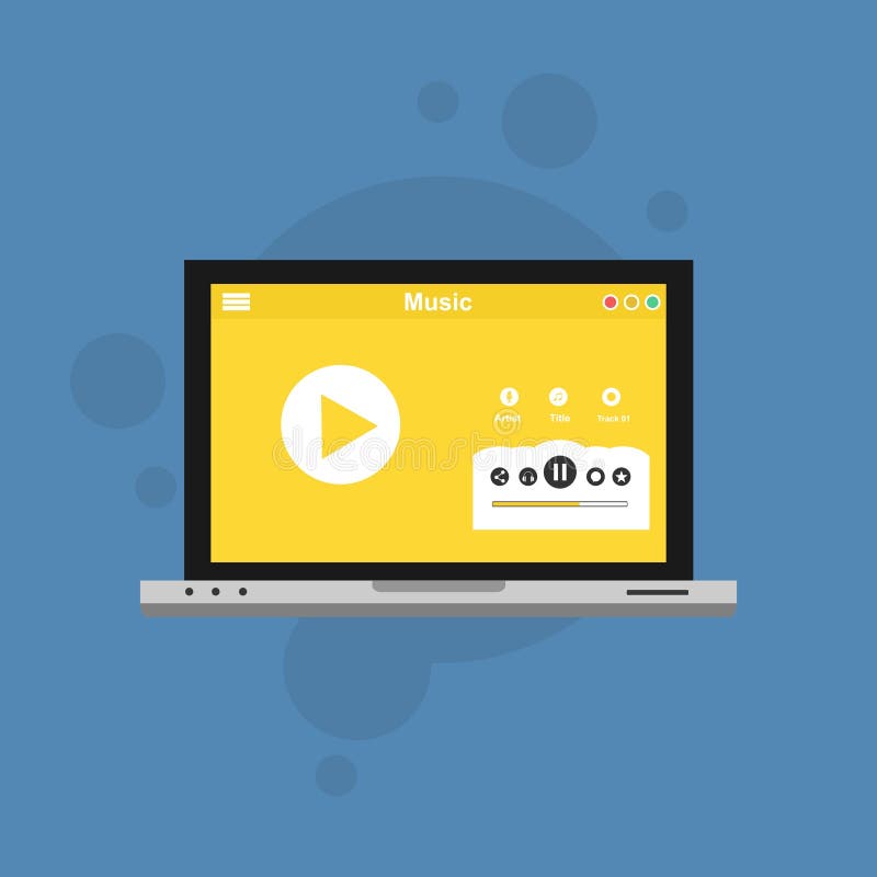 Media Player Application, App Template with Flat Design Style for ...