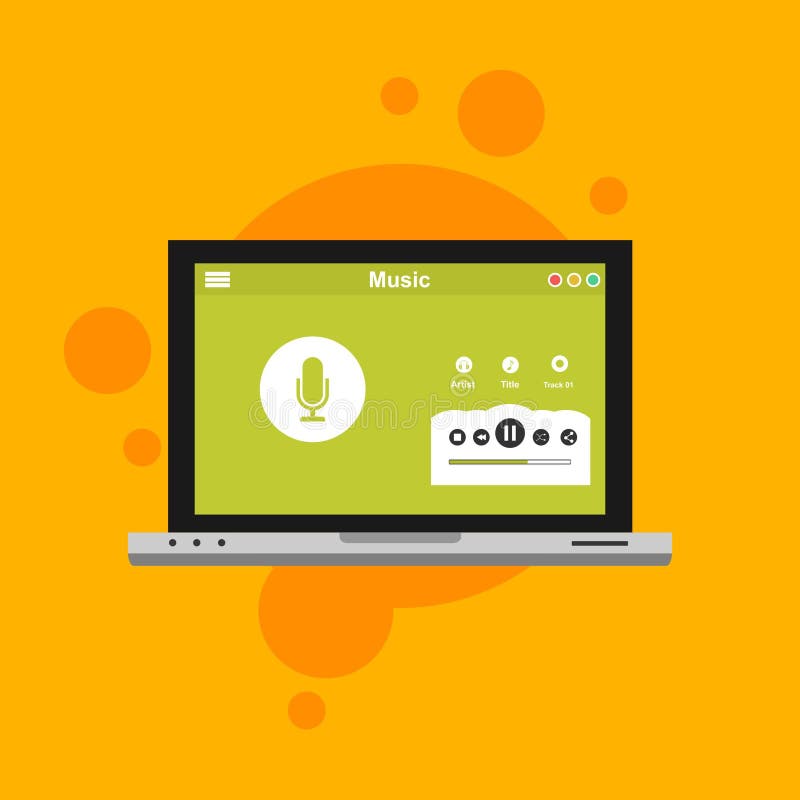 Media Player Application, App Template with Flat Design Style for ...