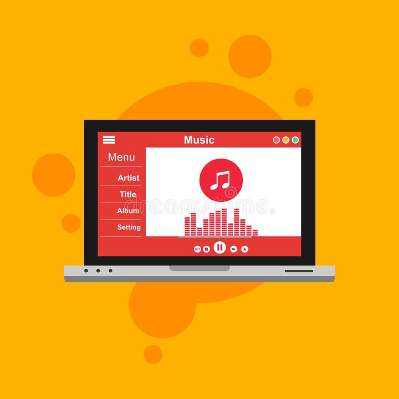 Media Player Application, App Template with Flat Design Style for ...
