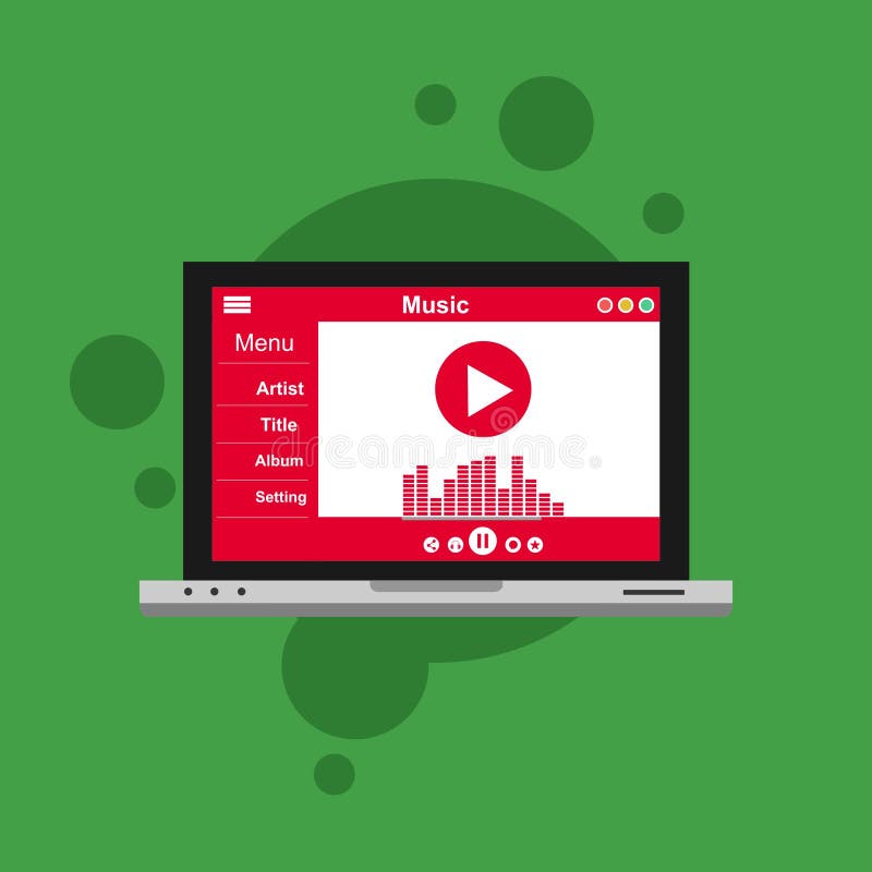 Media Player Application, App Template with Flat Design Style for ...