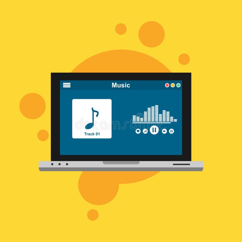 Media Player Application, App Template with Flat Design Style for ...