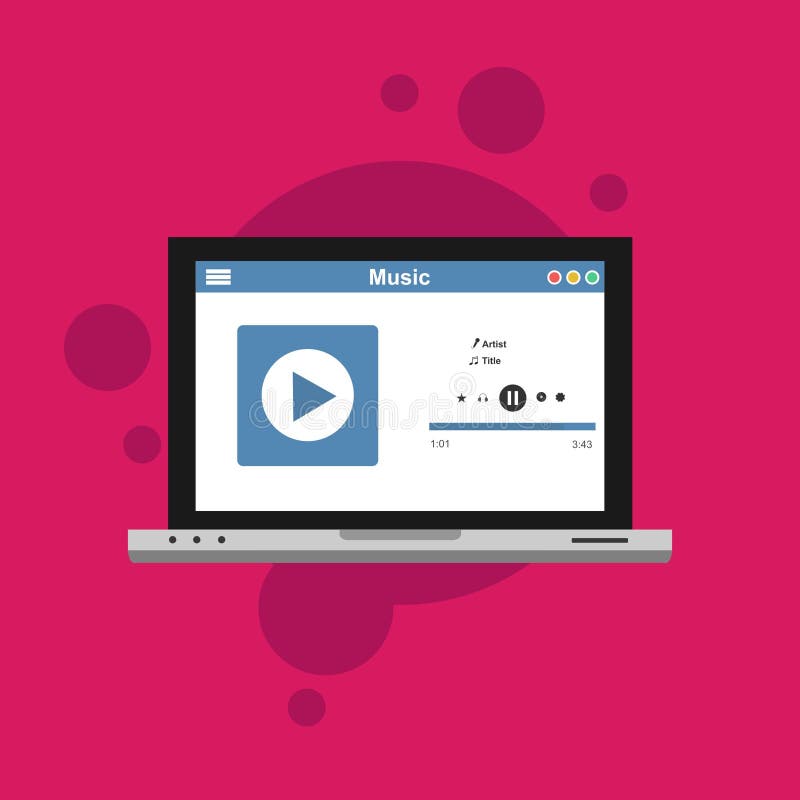 Media Player Application, App Template with Flat Design Style for ...
