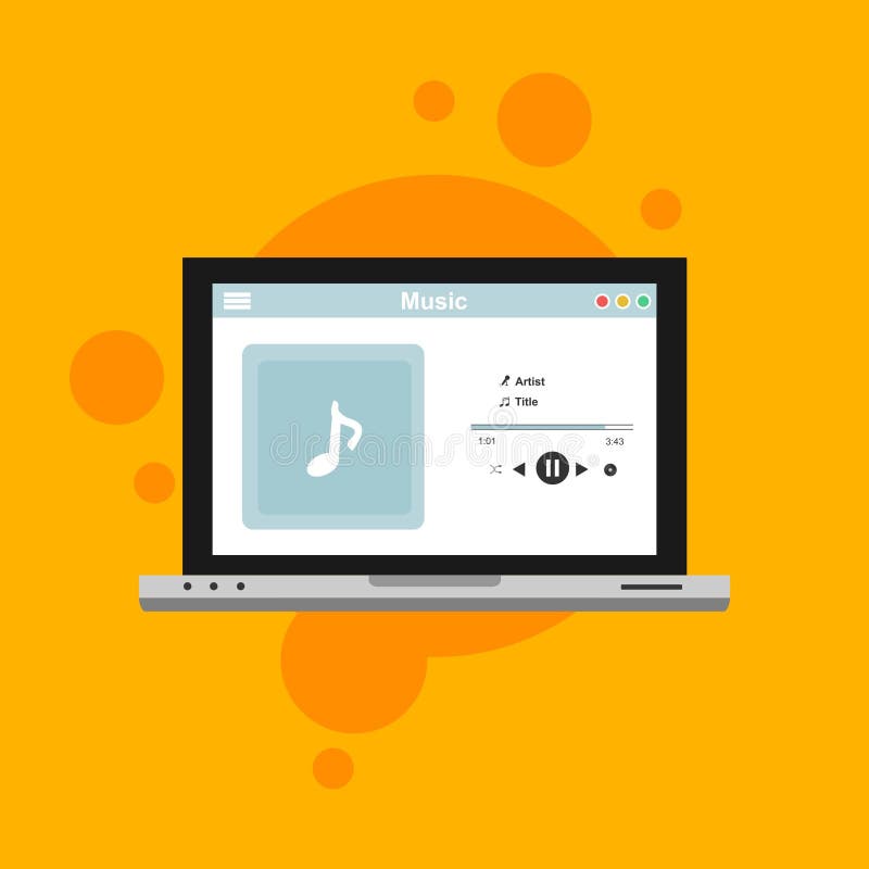Media Player Application, App Template with Flat Design Style for ...