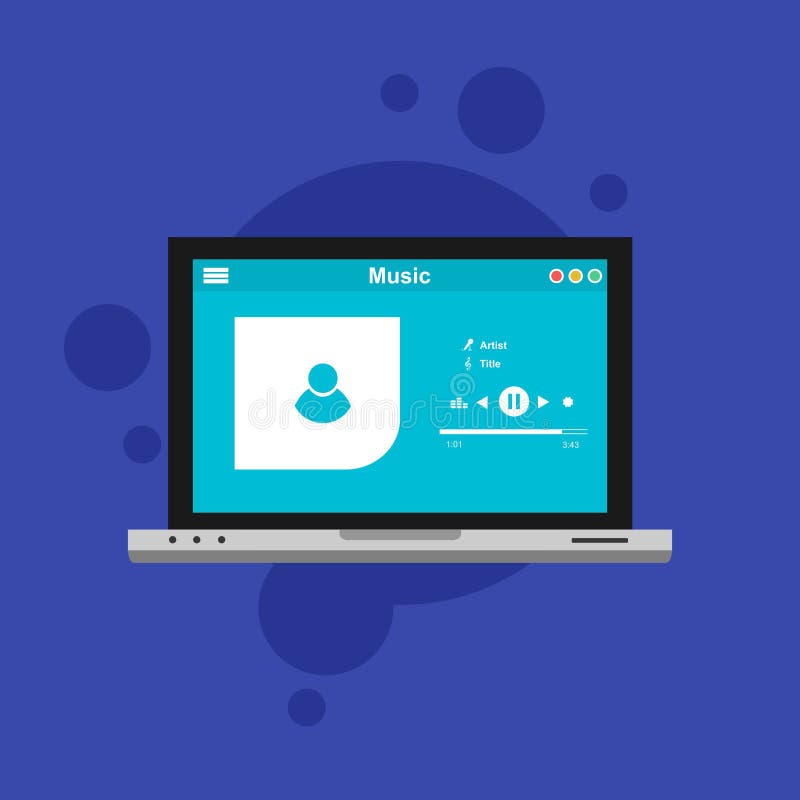 Media Player Application, App Template with Flat Design Style for ...