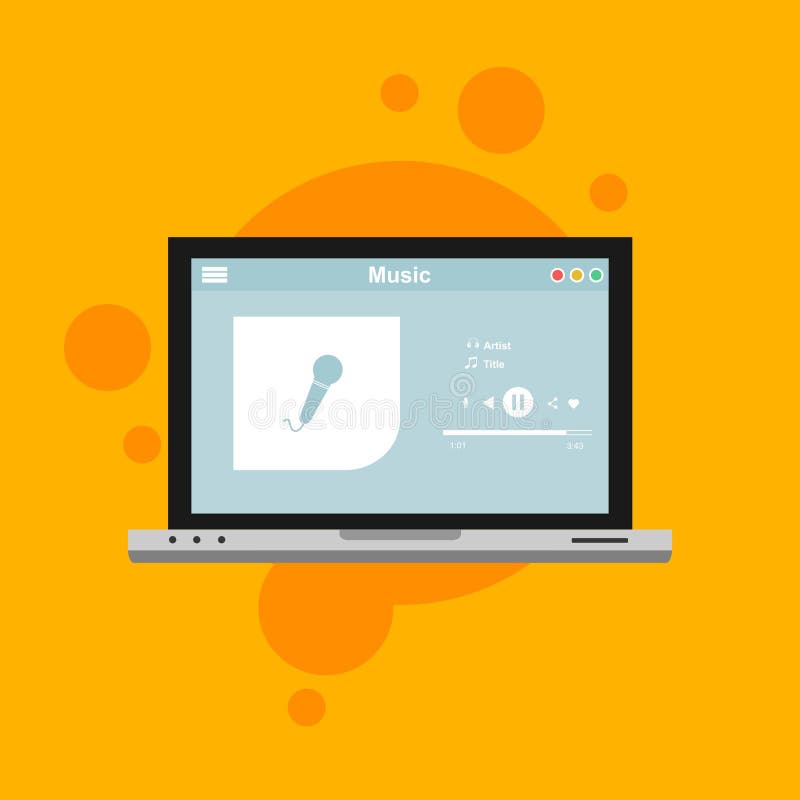 Media Player Application, App Template with Flat Design Style for ...