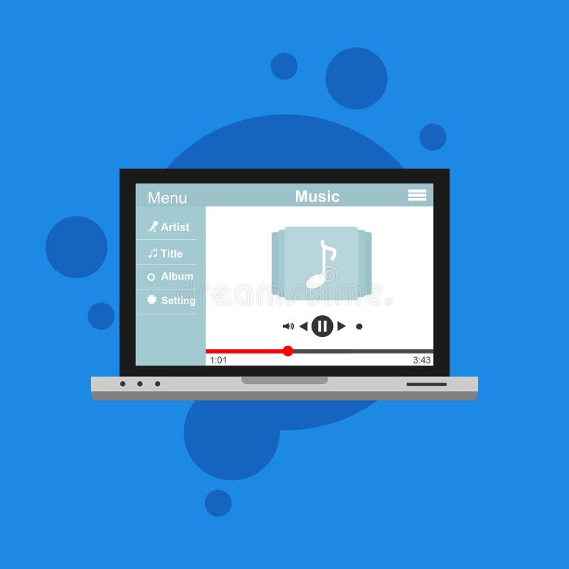 Media Player Application, App Template with Flat Design Style for ...