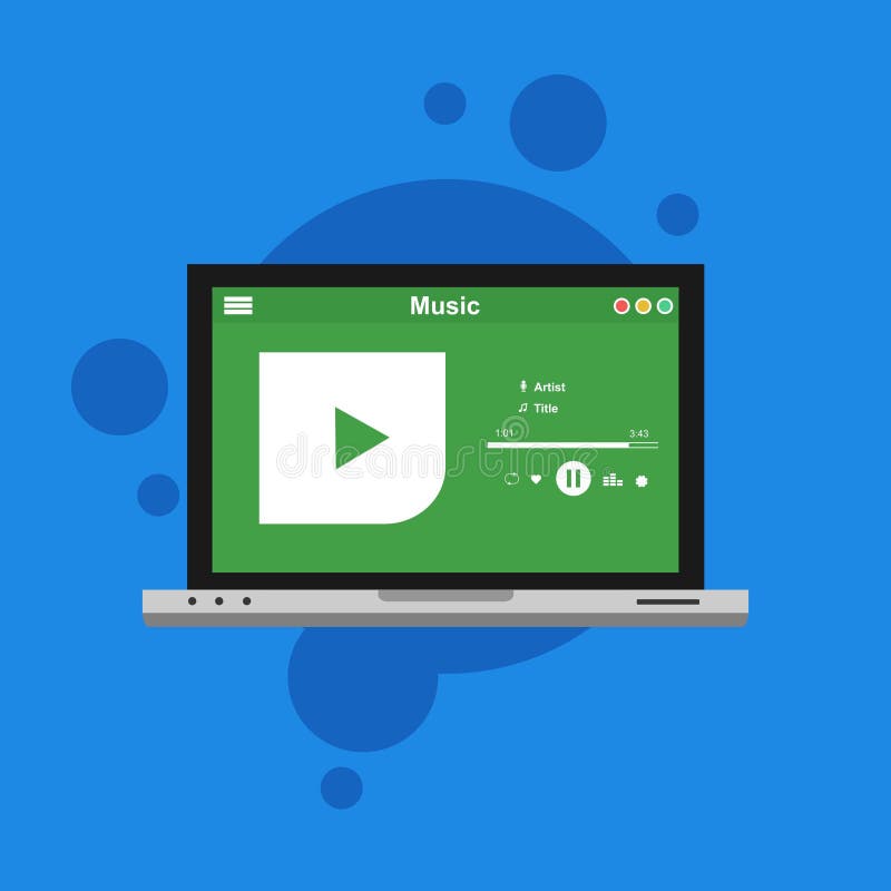 Media Player Application, App Template with Flat Design Style for ...