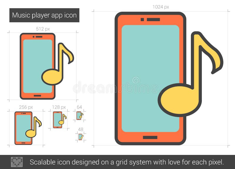 Music Player App Line Icon. Stock Vector - Illustration of button ... Music Player App Line Icon. Stock Vector - Illustration of button ...
