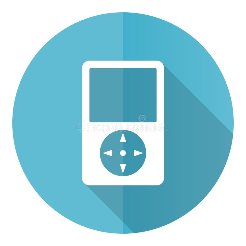 Music Player Blue Round Flat Design Vector Icon Isolated on White ...