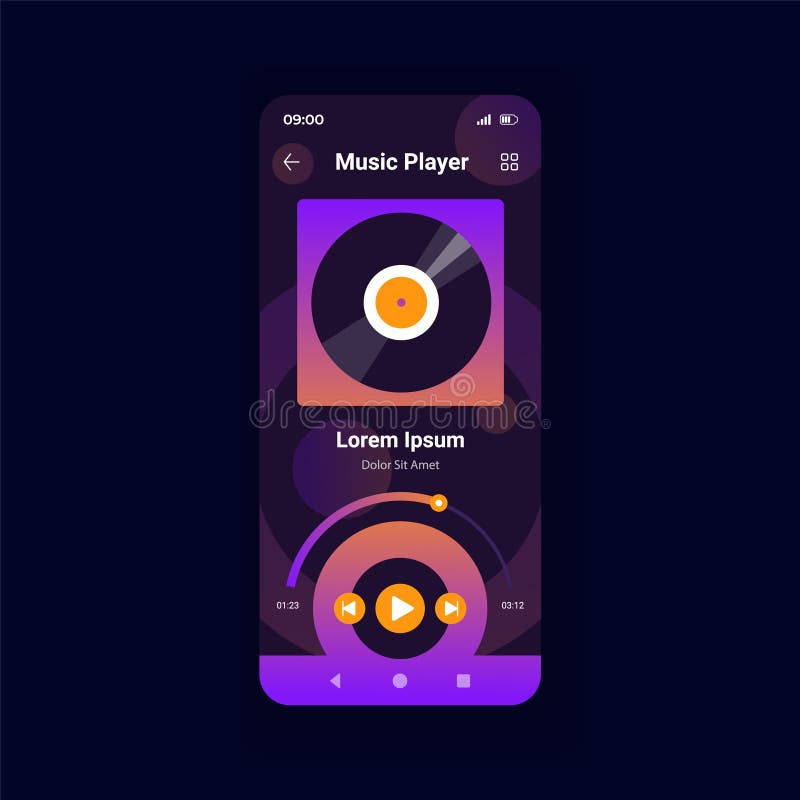 Music Player Light Smartphone Interface Vector Template Stock Vector ...