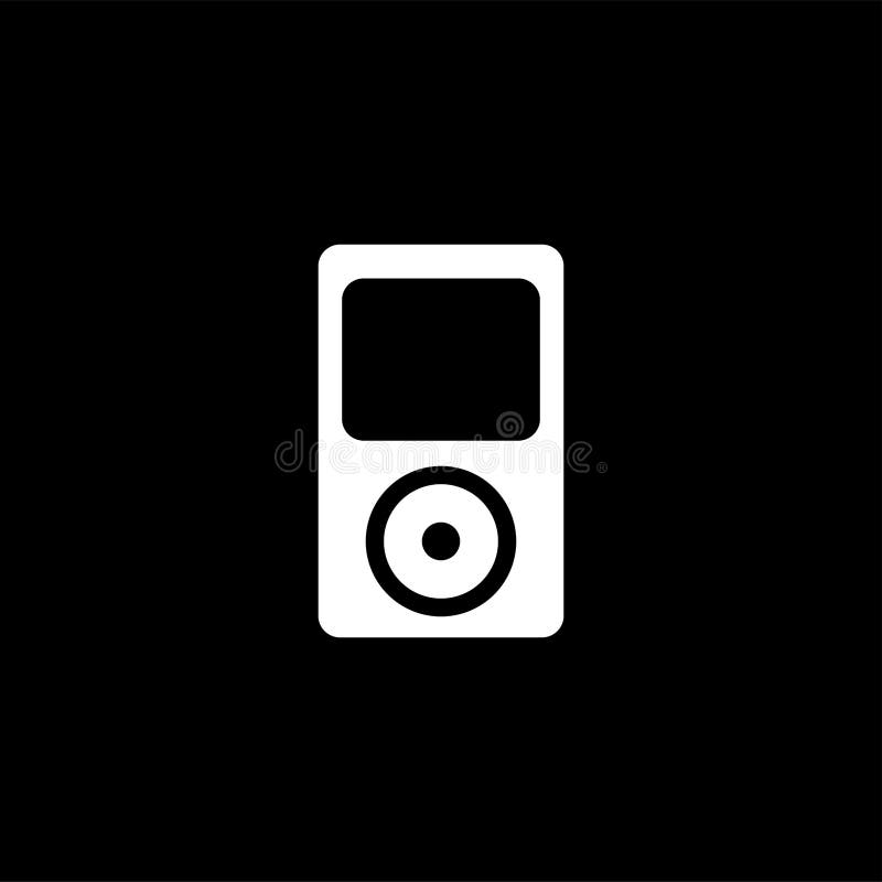 Music Player Icon on Black Background. Black Flat Style Vector ...