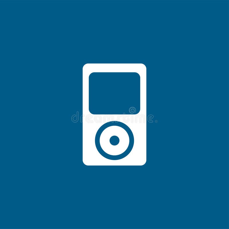 Music Player Icon on Blue Background. Blue Flat Style Vector ...