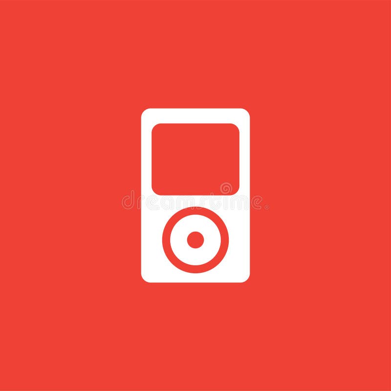 Music Player Icon on Red Background. Red Flat Style Vector Illustration ...