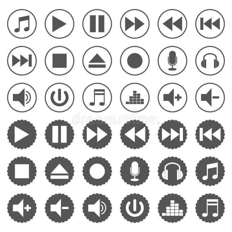 Music player icons set stock vector. Illustration of logo - 144427343