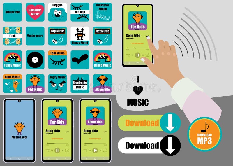 Music Player Interface in Mobile Phone Stock Vector - Illustration of ...