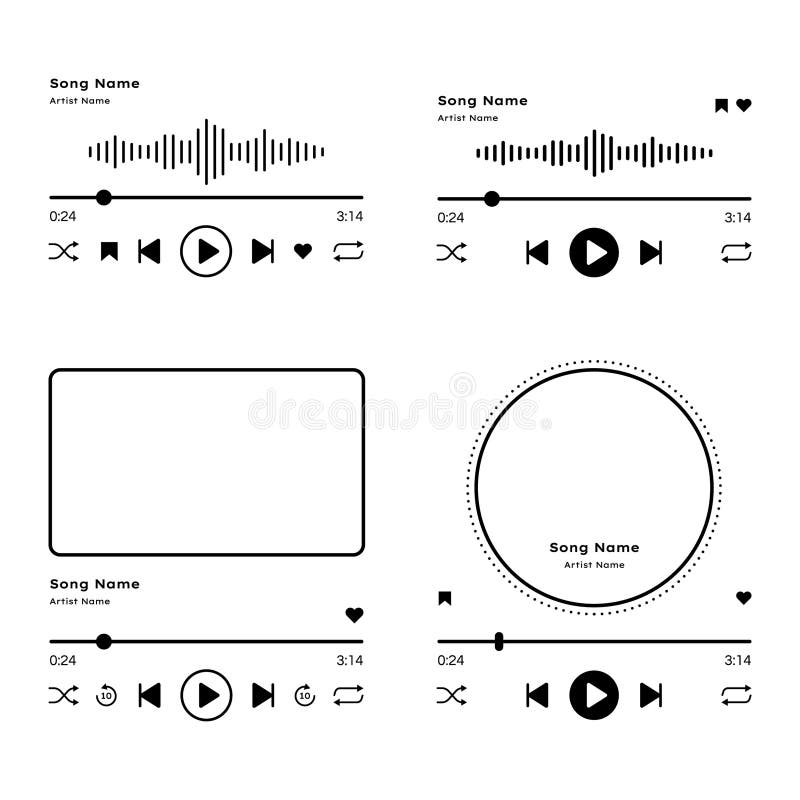 Music Player Interface Audio Control Buttons, Loading Bar and Favorite ...