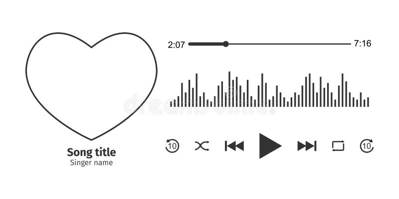 Music Player Interface Design with Heart Shaped Song Photo Frame ...