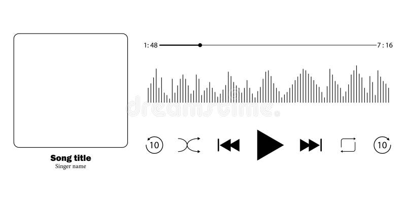 Music Player Interface Design with Photo Frame of Compositions Stock Vector - Illustration of ...