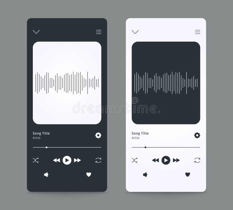 Music Player Interface Template for Mobile App in Dark and Light Theme ...