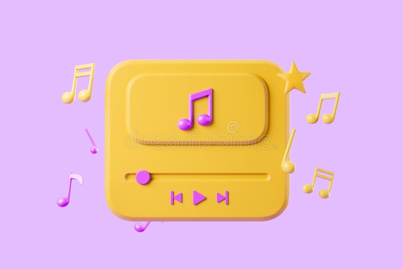 Music Player and Musical Notes with Stars Stock Illustration ...