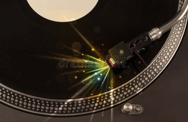 Music Player Playing Vinyl Music with Colourful Abstract Lines Stock ...