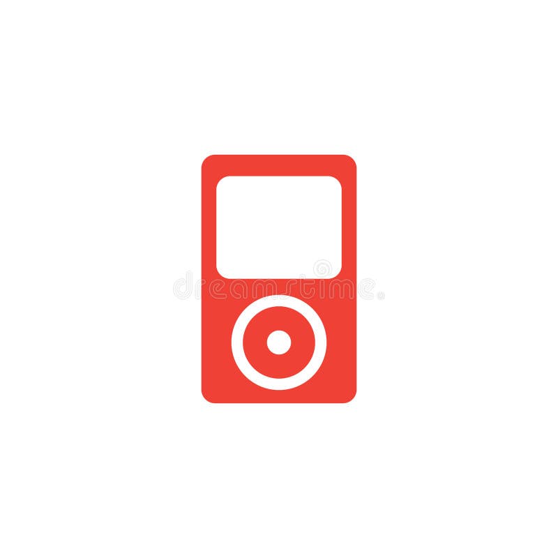 Music Player Icon on Red Background. Red Flat Style Vector Illustration ...