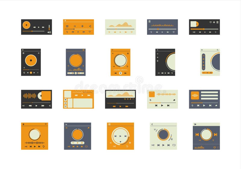 Music Player UI Interface Element Set Stock Vector - Illustration of ...