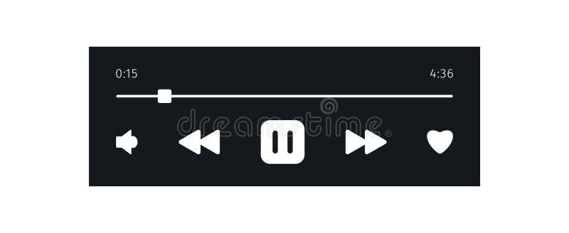 Music Player User Interface Dark Theme. Audio Media App Widget with Song Duration Bar Stock ...