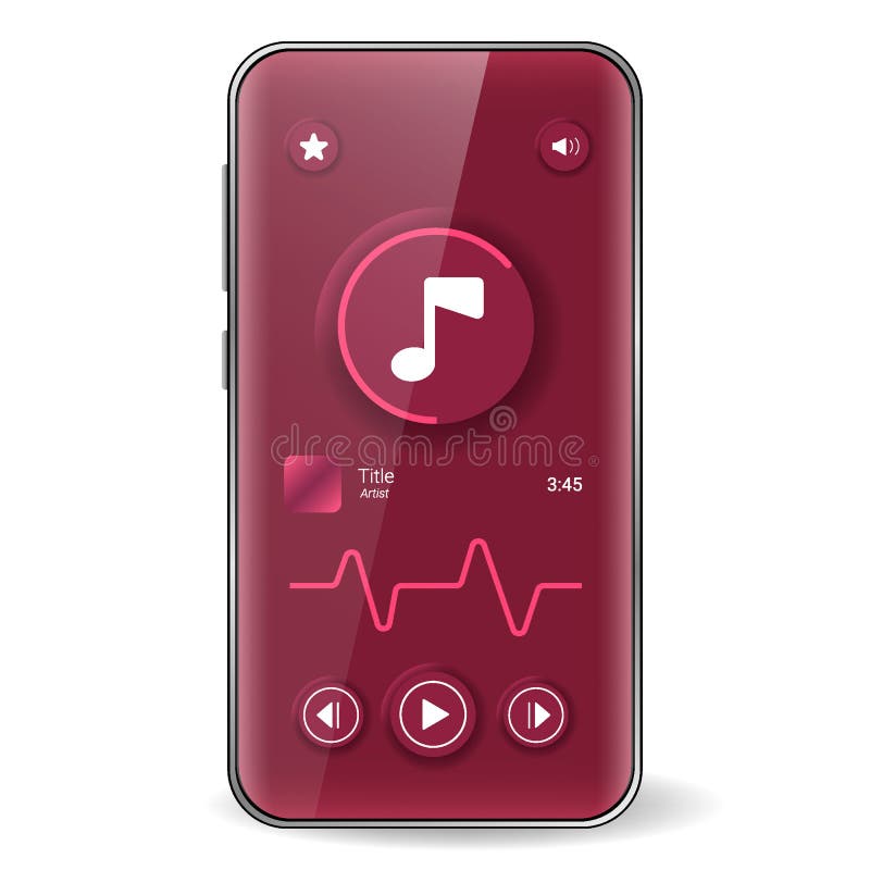 Music Player User Interface Art Black, Smartphone Redesign Realistic ...