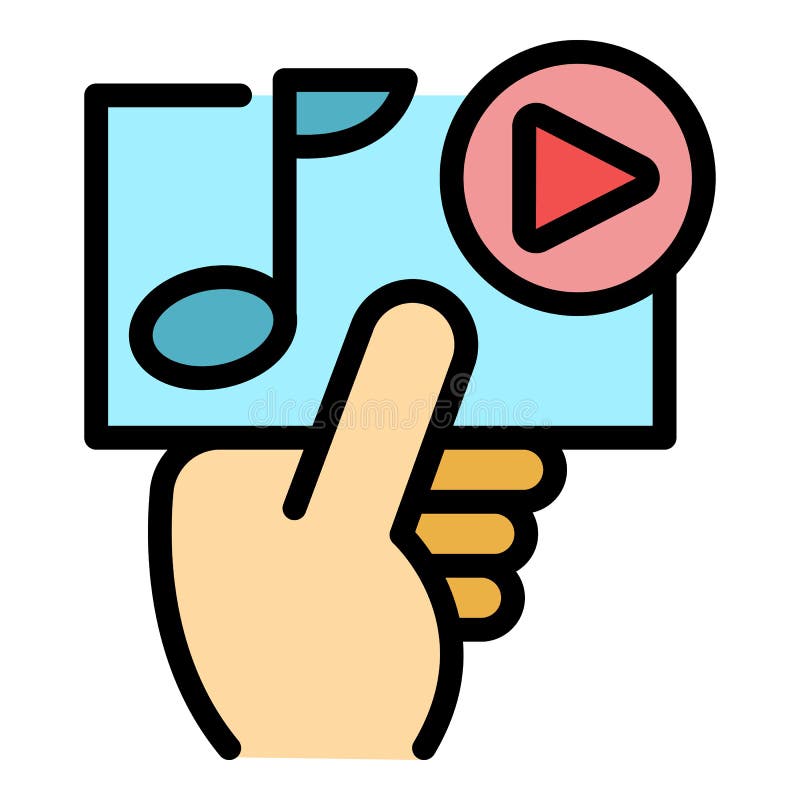 Music Playlist Icon Color Outline Vector Stock Vector - Illustration of ...