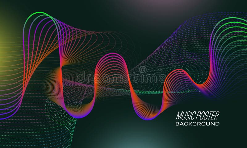 Music Poster Background Digital Design. Rhythm Amplitude Concept ...