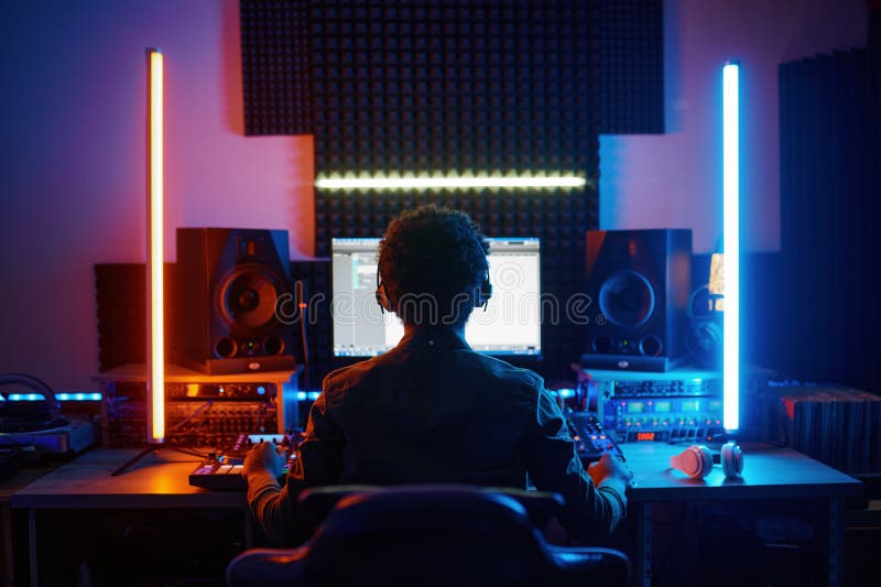 A Music Producer Working in Recording Studio Stock Image - Image of ...