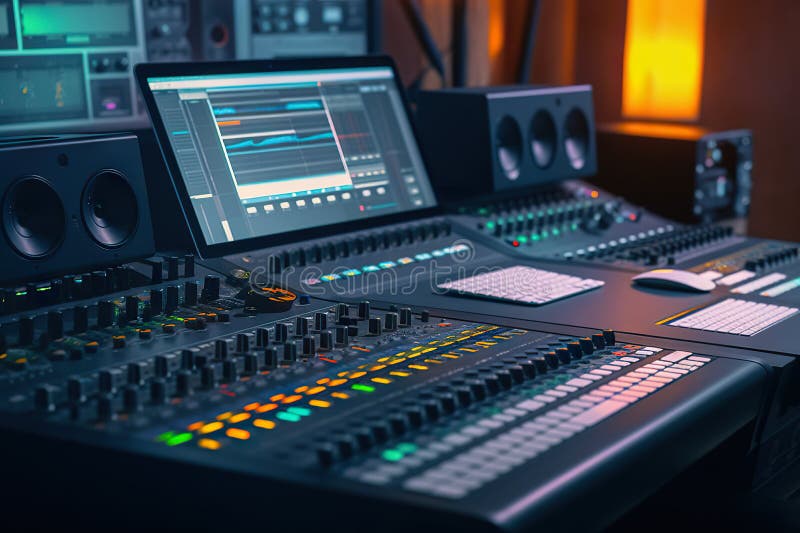 Music Production Modern Studio Control Desk with Powerful Audio ...