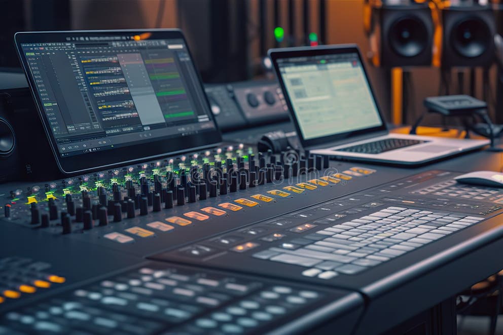 Music Production Modern Studio Control Desk with Powerful Audio ...