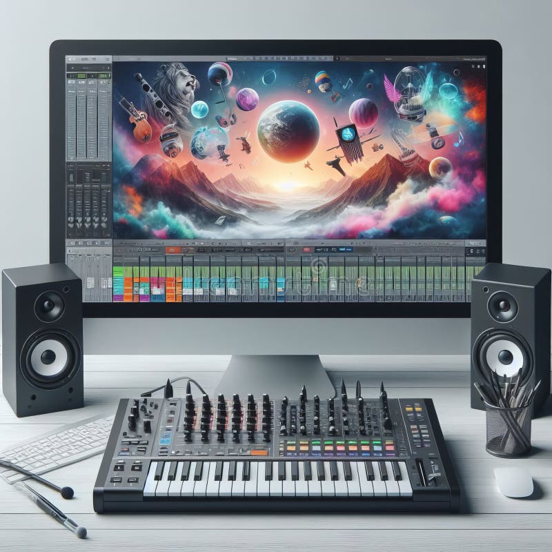 Music Production Software Interface with Audio Tracks, Virtual Stock ...