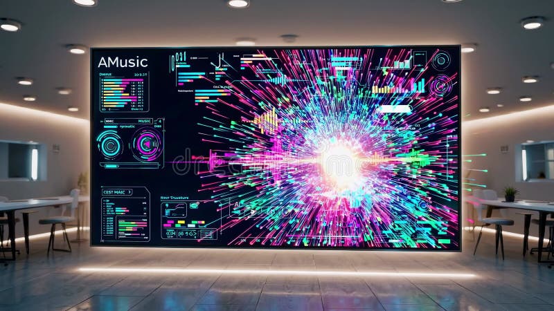 Music Production Software Visualizing Waveforms and Particle Effects on ...