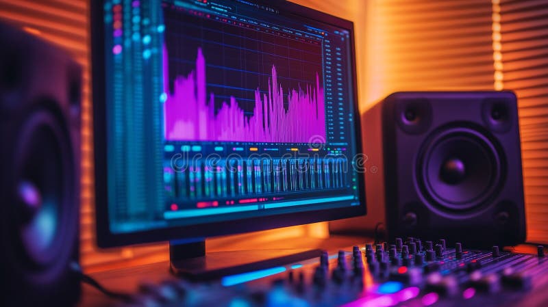 Professional Music Studio Setup Microphone Computer Audio Mixer Stock ...